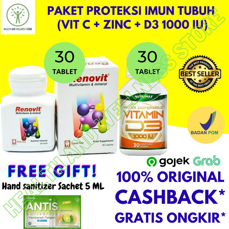 IMUN LENGKAP RENOVIT MULTIVITAMIN 30 TAB NUTRIMAX D3 1000 IU 30s ZINC ...
