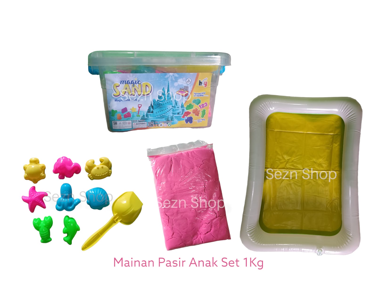 Mainan Pasir set 1kg / pasir ajaib / pasir kinetik free packing buble ...