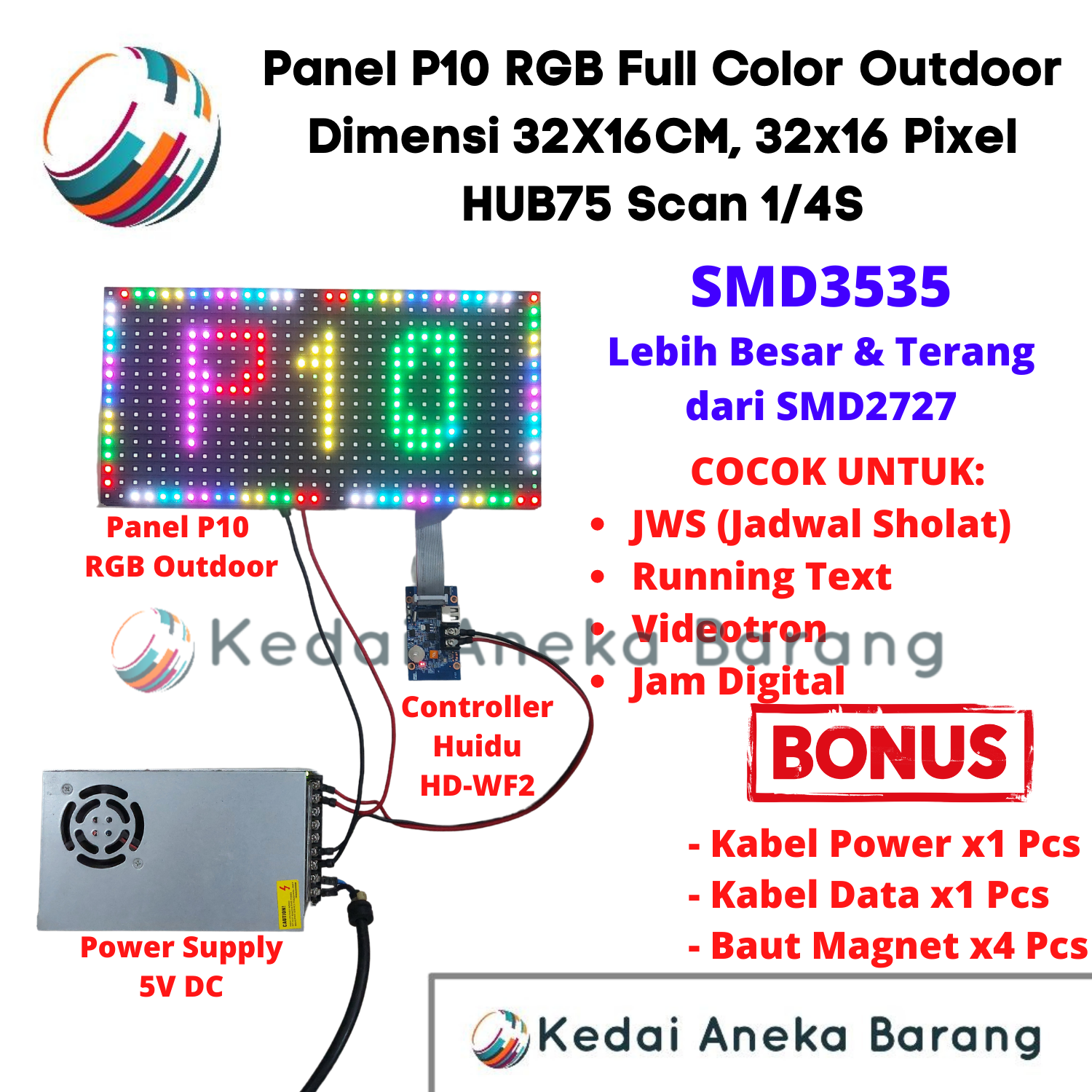 Panel Module Modul LED P10 SMD RGB Outdoor Tri Full Color Dot Matrix ...