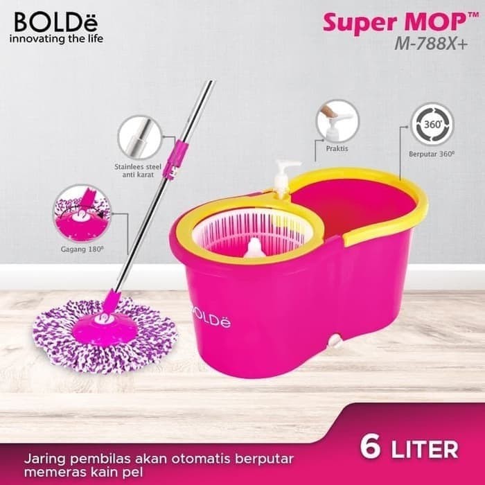 BOLDe Super Mop M-788X Alat Pel Putar + Ember Dan Botol Sabun ...