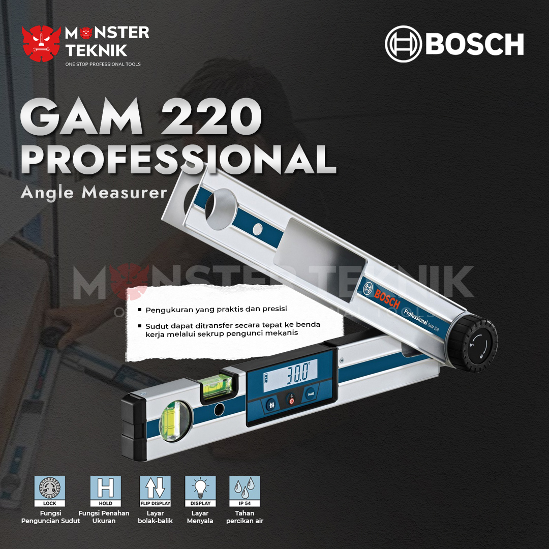 Pengukur Sudut Digital Bosch GAM220 Angle Measurer GAM 220 Alat Ukur ...