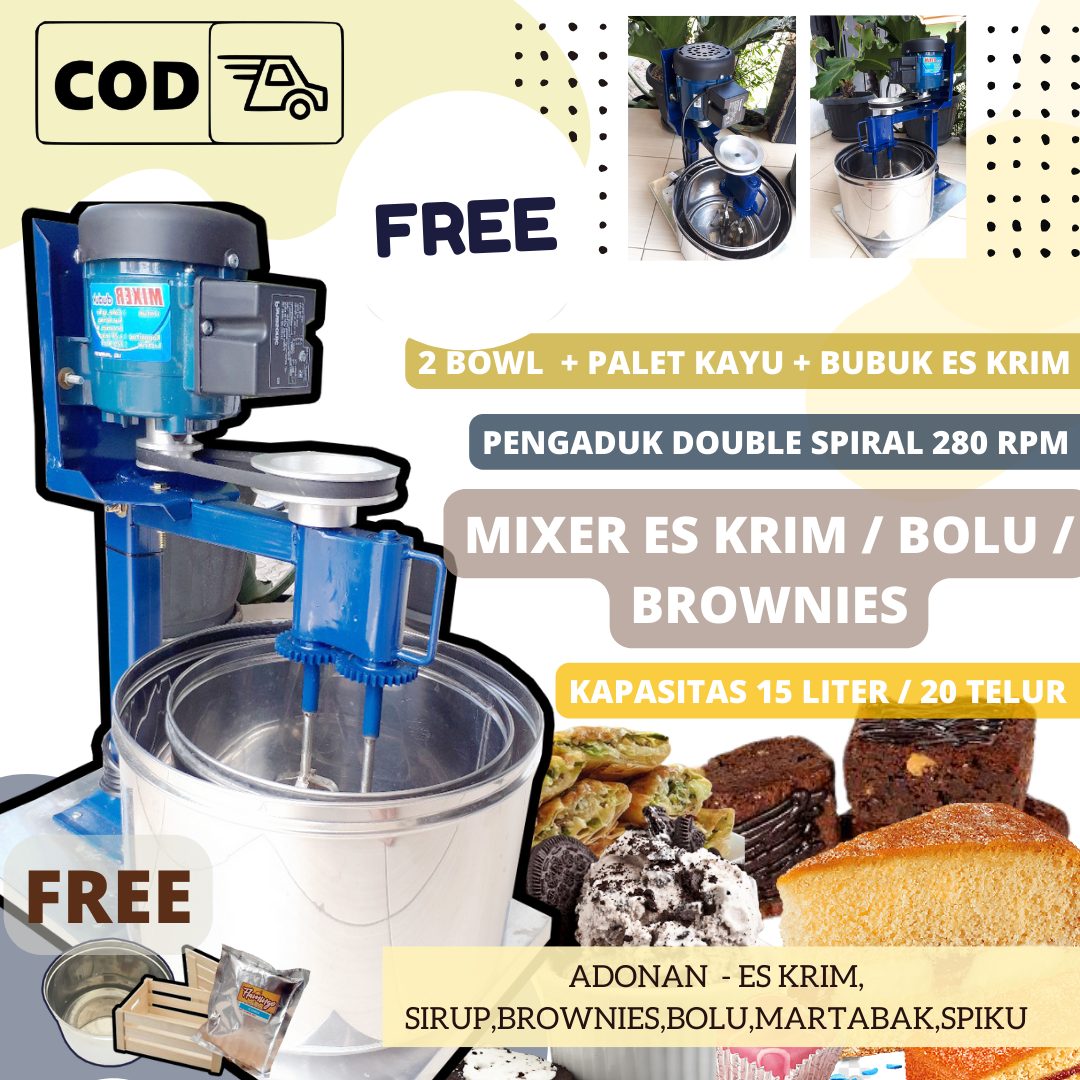 mixer donat dan roti 2kg mekser ES KRIM 20 LITER mesin pengaduk adonan ...