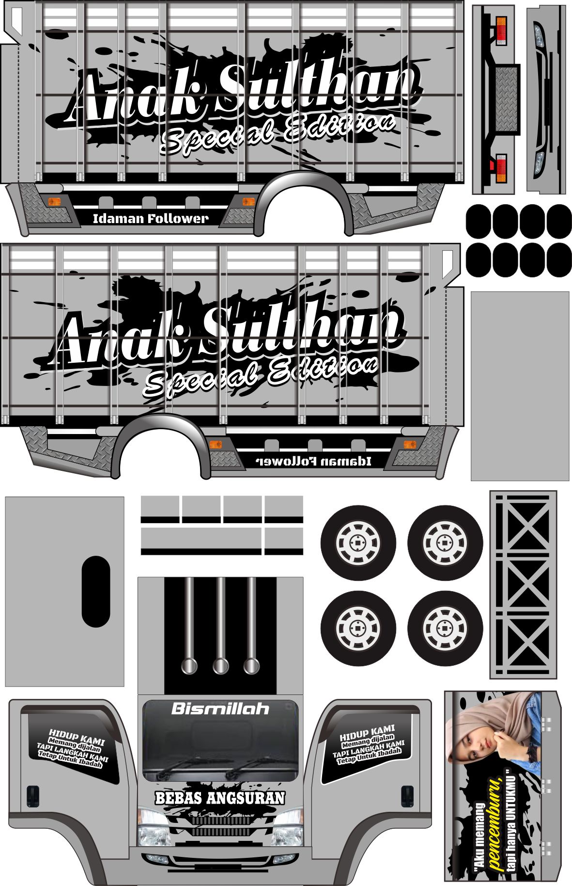 STIKER MINIATUR TRUK OLENG UK.45cm | Lazada Indonesia