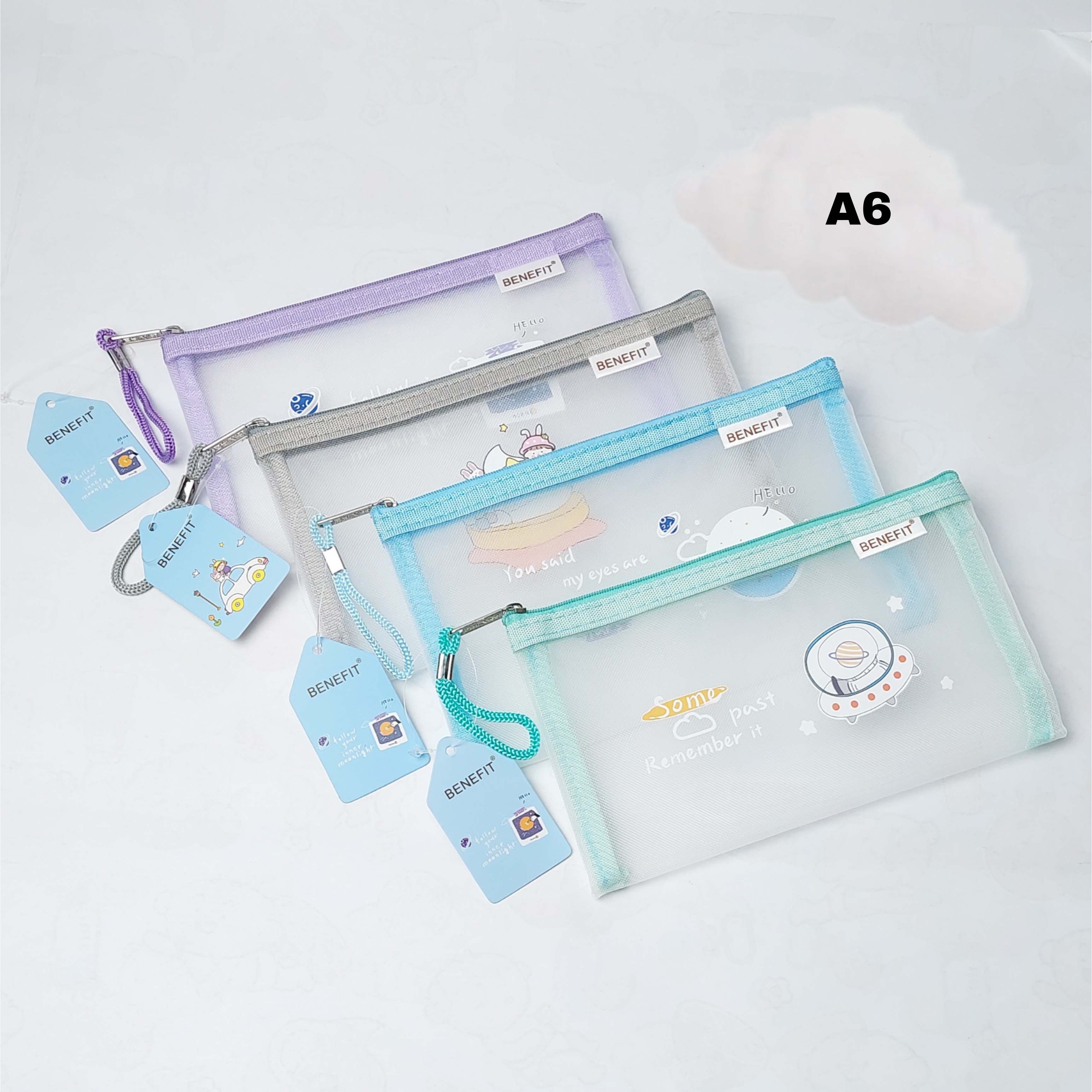 Map Pocket File Zipper Jaring Transparan Funcy Ukuran A5 dan A6 Benefit ...