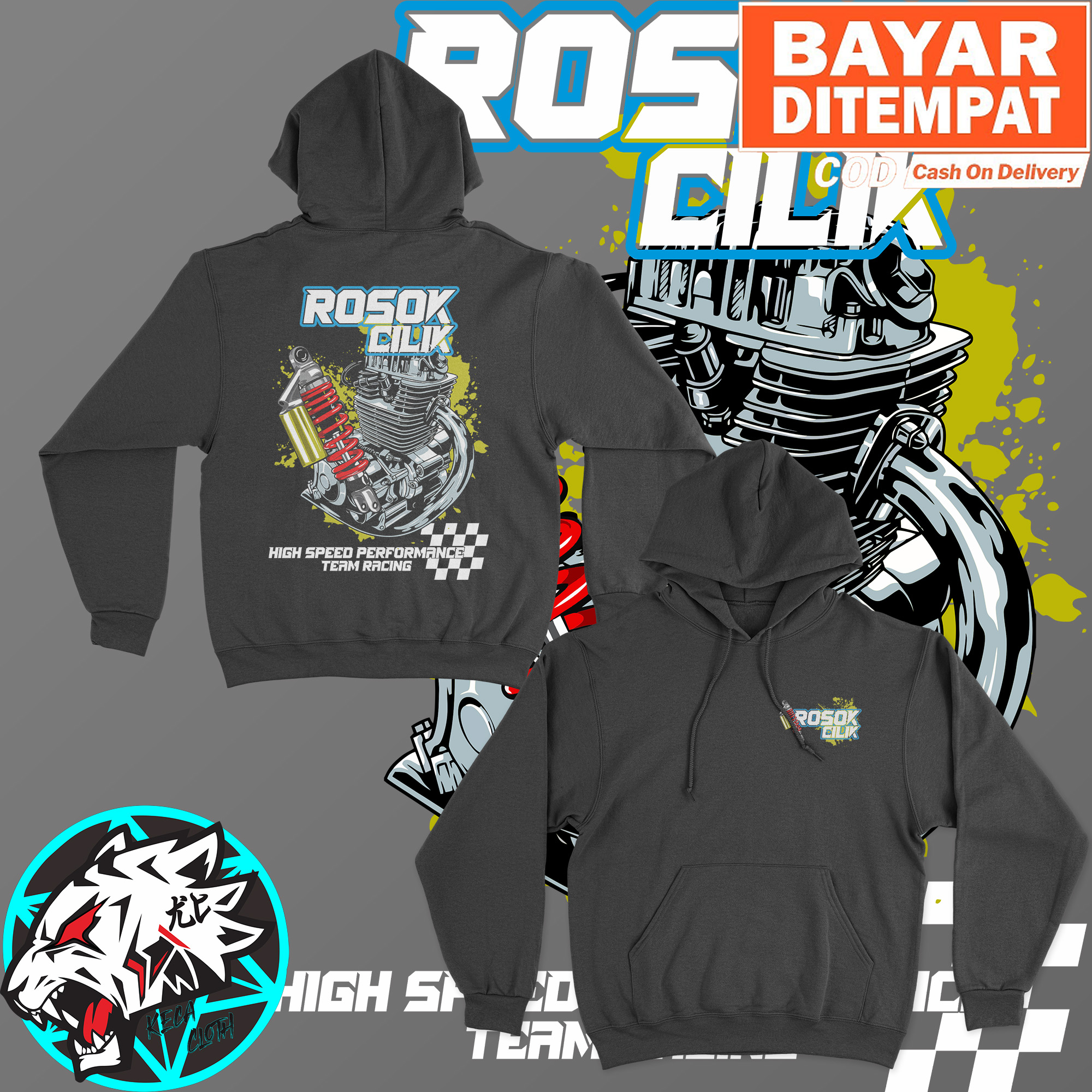 JAKET HOODIE RACING ROSOK CILIK HONDA GANK CB GL HOODIE DISTRO MOTOR ...