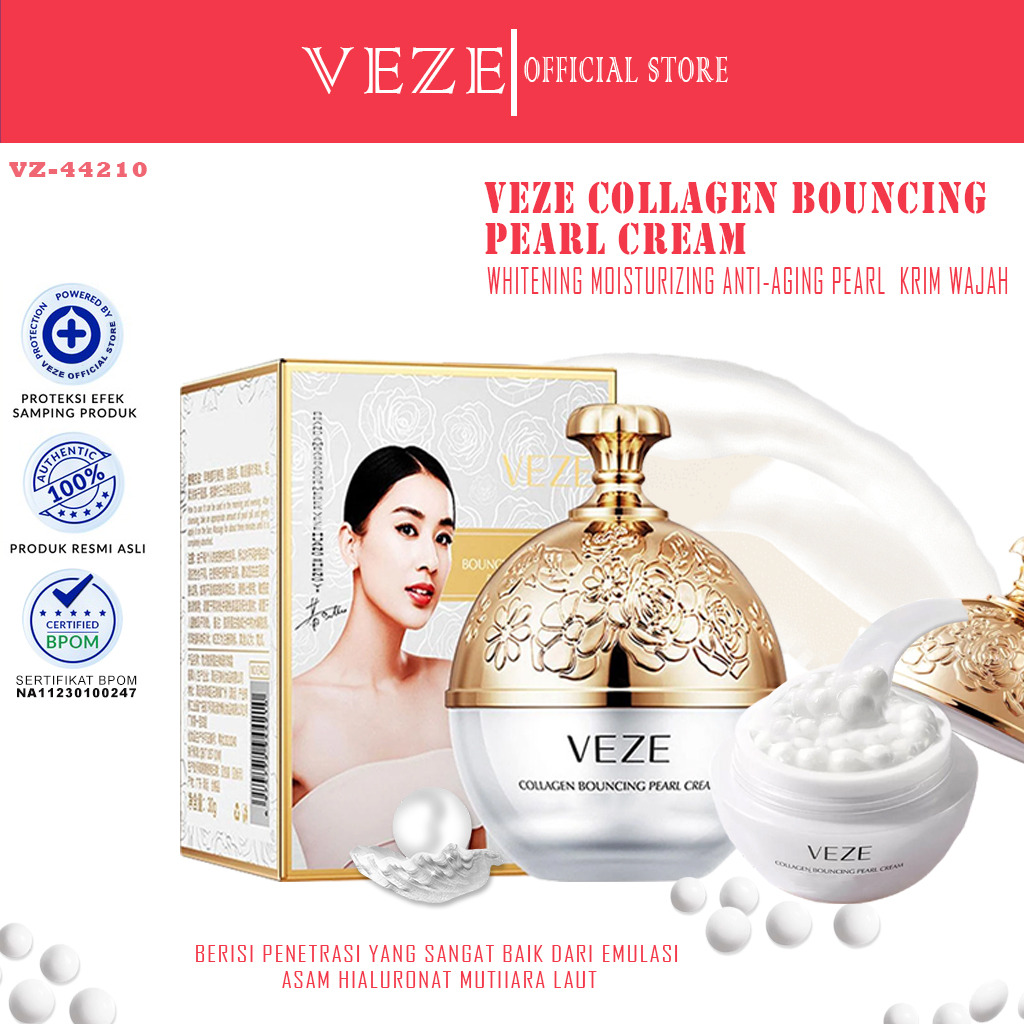 [BPOM] - VEZE Collagen Bouncy Pearl Cream Whitening Moisturizing Anti ...