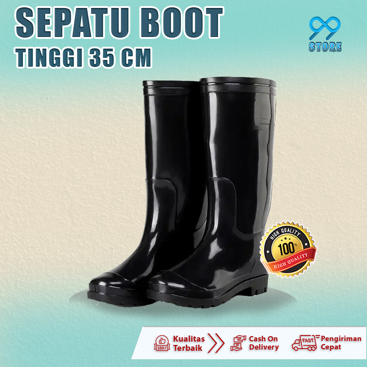 SEPATU BOOTS KERJA PROYEK BANGUNAN / SEPATU BOOTS PRIA BAHAN PVC UKURAN ...