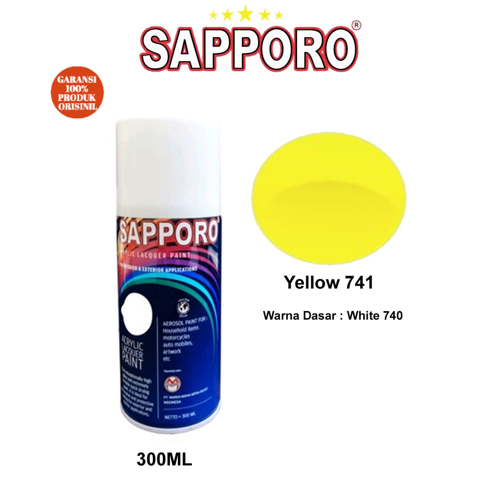 Cat Semprot Kuning Yellow 741 SAPPORO 300ML / Pilok Sapporo / Pylox ...