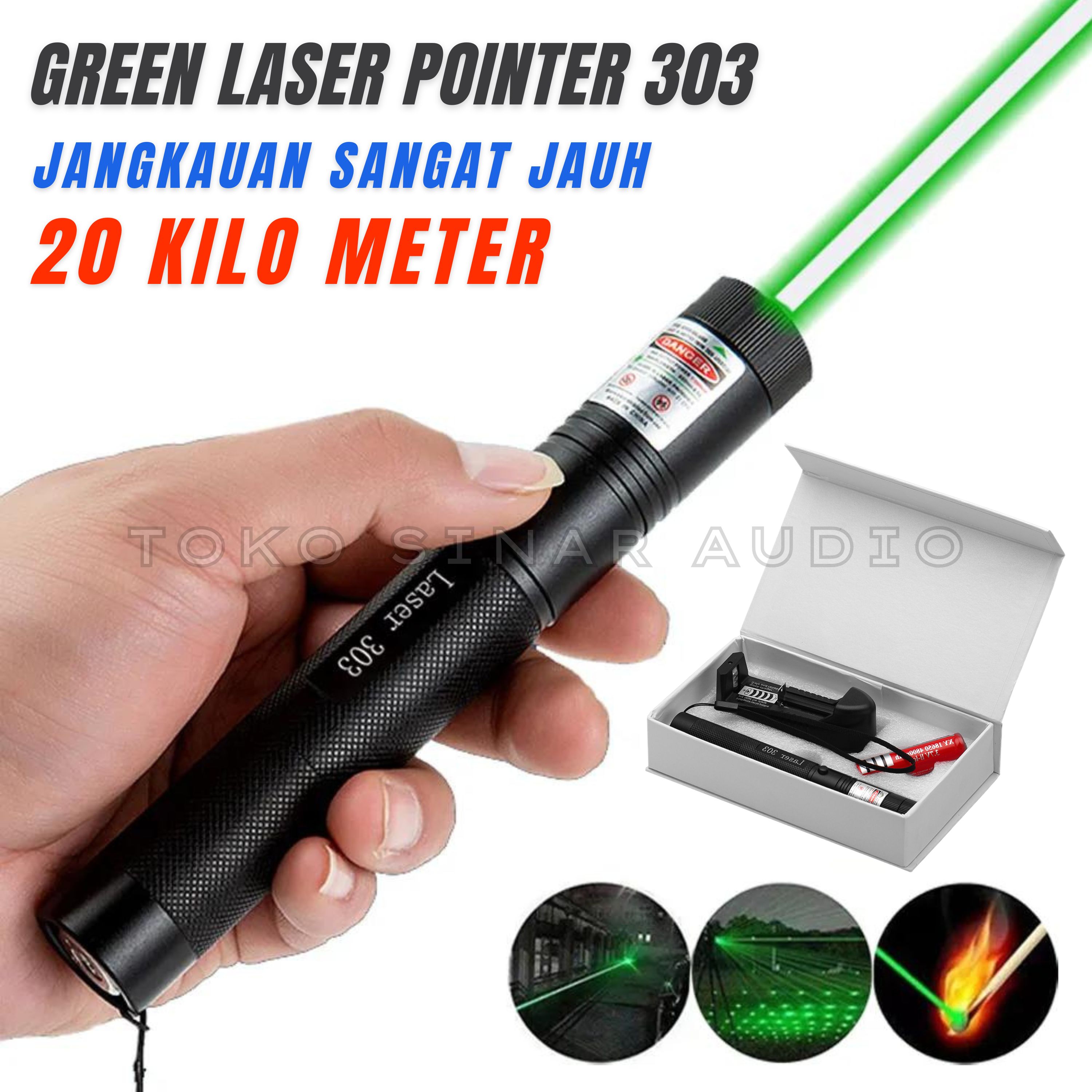 Laser Hijau Jarak Jauh 5000 Meter Rechargeable GREEN LASER POINTER 303 ...