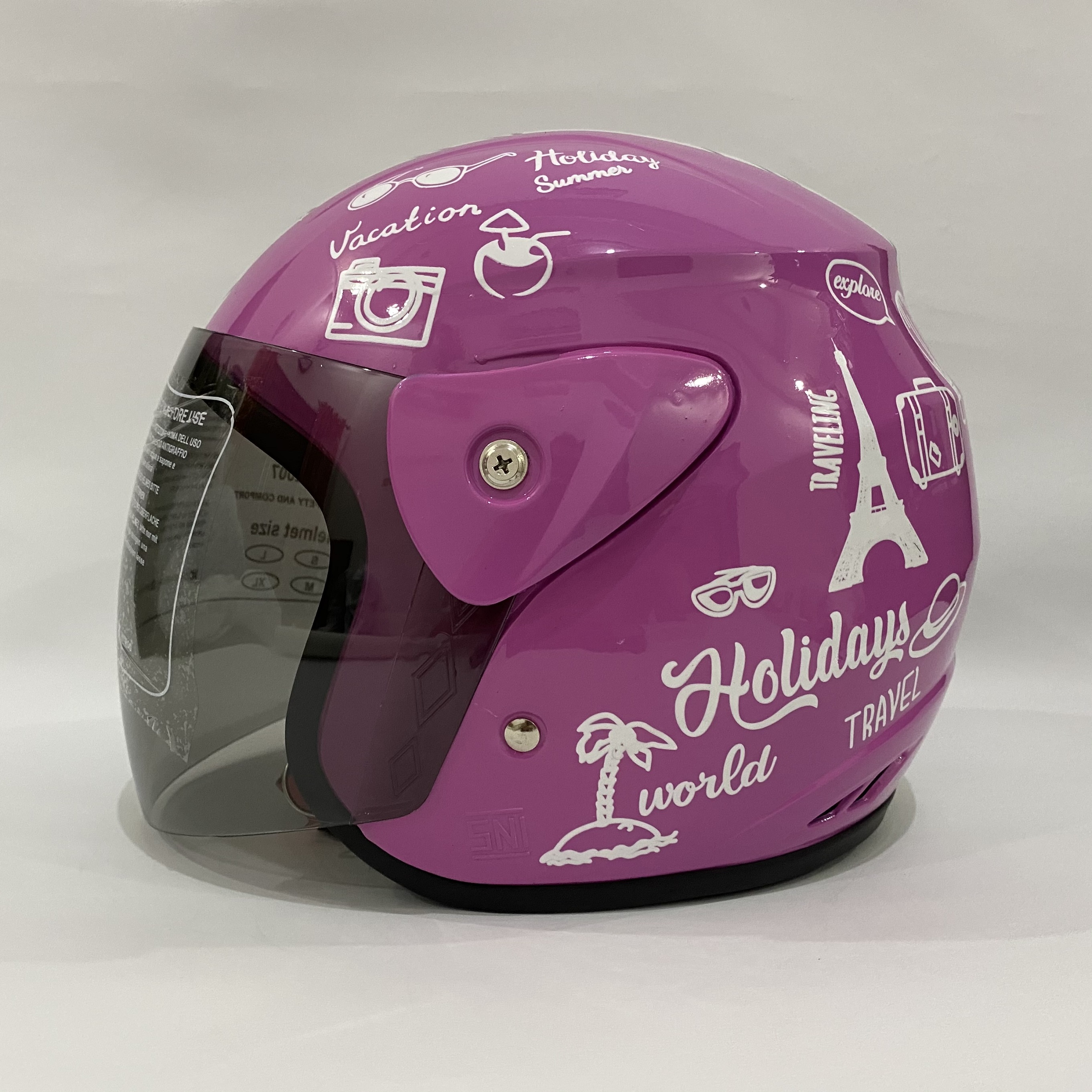 Helm Evo Traveling Pink Glossy Half Face Helmet Nouvo Helem SNI Dewasa ...