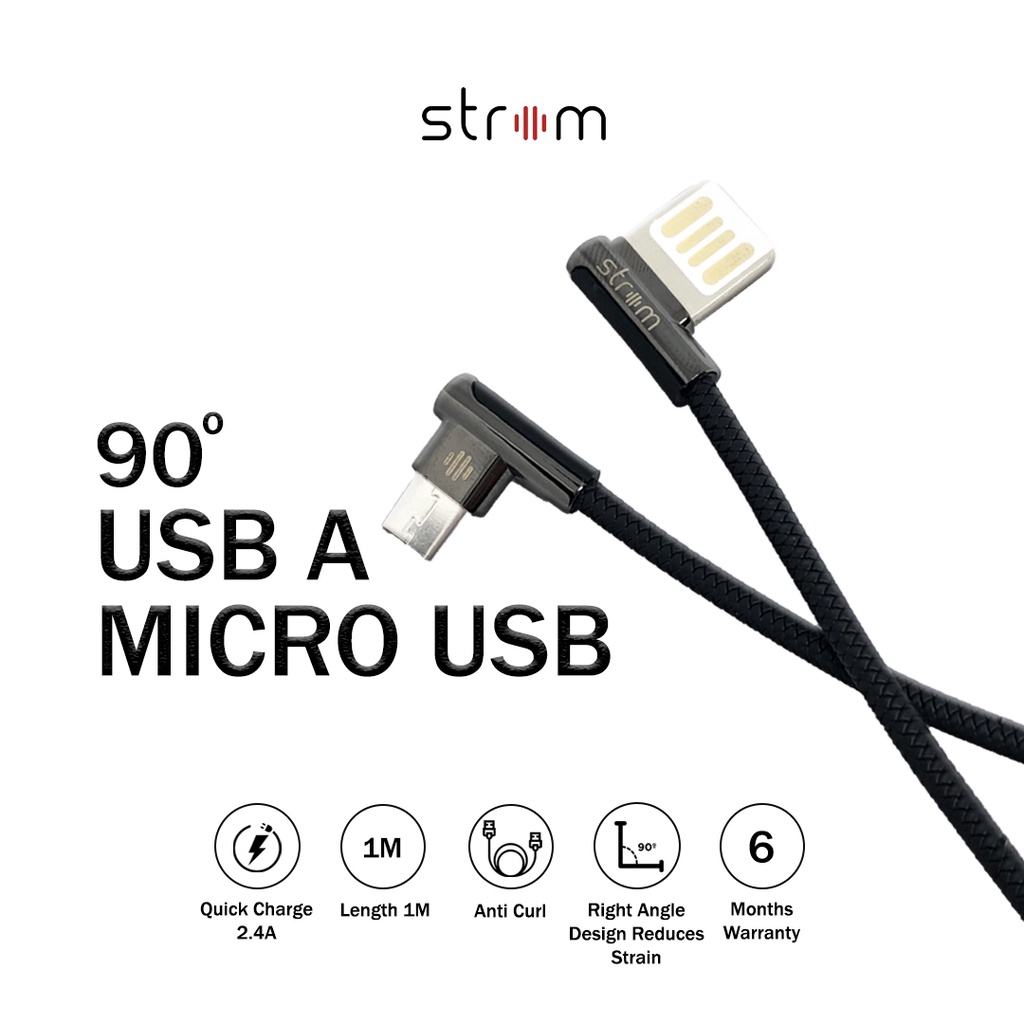 Kabel Data Gaming Fast Charging 2.4A 90 Derajat USB A to Micro USB ...