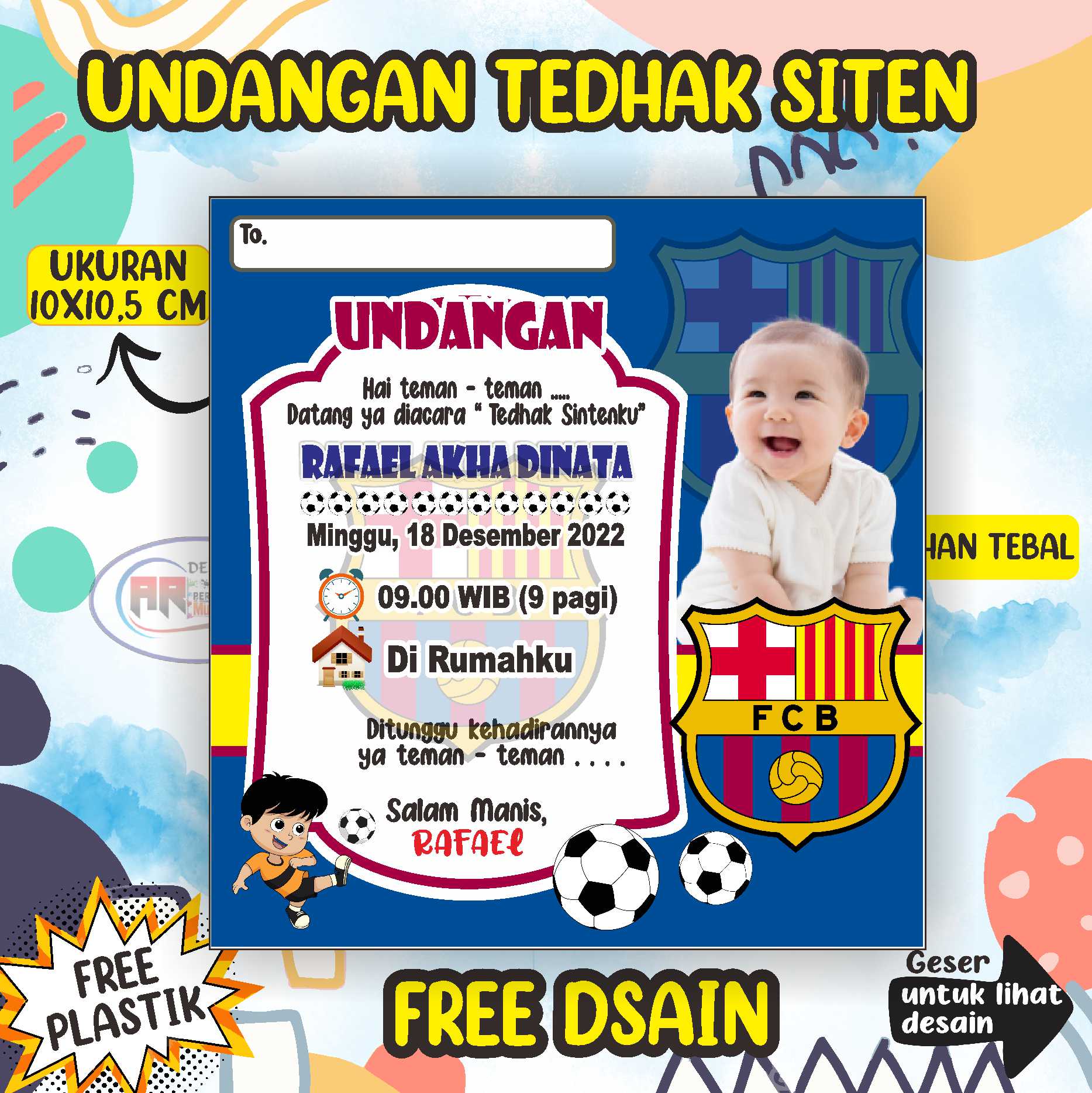 (FREE PLASTIK)50 LEMBAR Undangan Tedak Siten custom | Lazada Indonesia