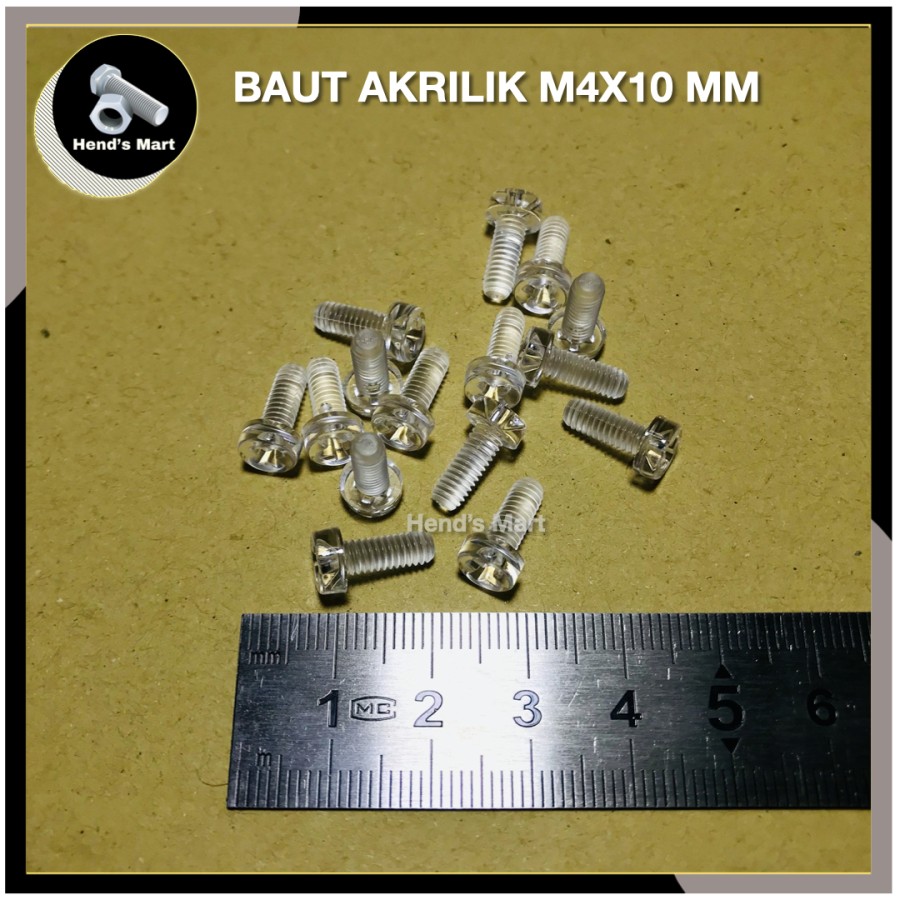BAUT AKRILIK M4X10 mm TRANSPARAN NYLON ACRYLIC SEKRUP PLASTIK | Lazada ...