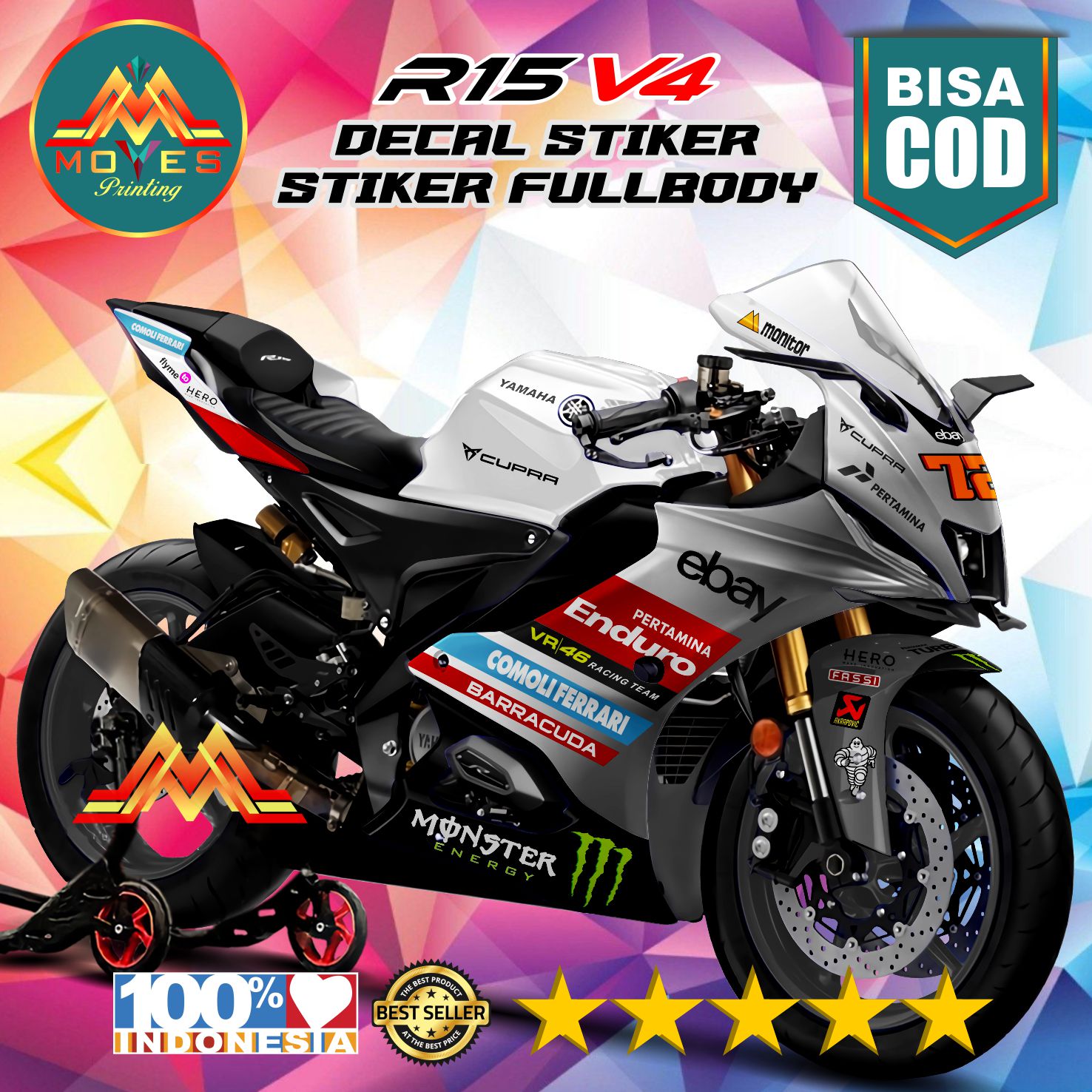 ⭐⭐⭐⭐⭐🙏( COD ) DECAL STIKER R15 V4 STIKER R15 V4 STIKER FULL BODY R15 V4 ...