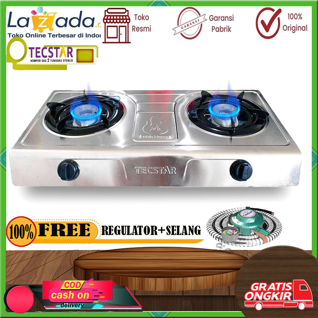 Kompor Gas 2 Tungku TECSTAR Burner Kuningan / kompor gas 2 tungku murah ...