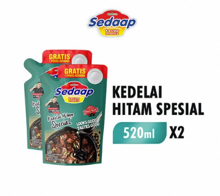[Paket Isi 2] SEDAAP Kecap Manis Kedelai Hitam Spesial Pouch 520ml ...
