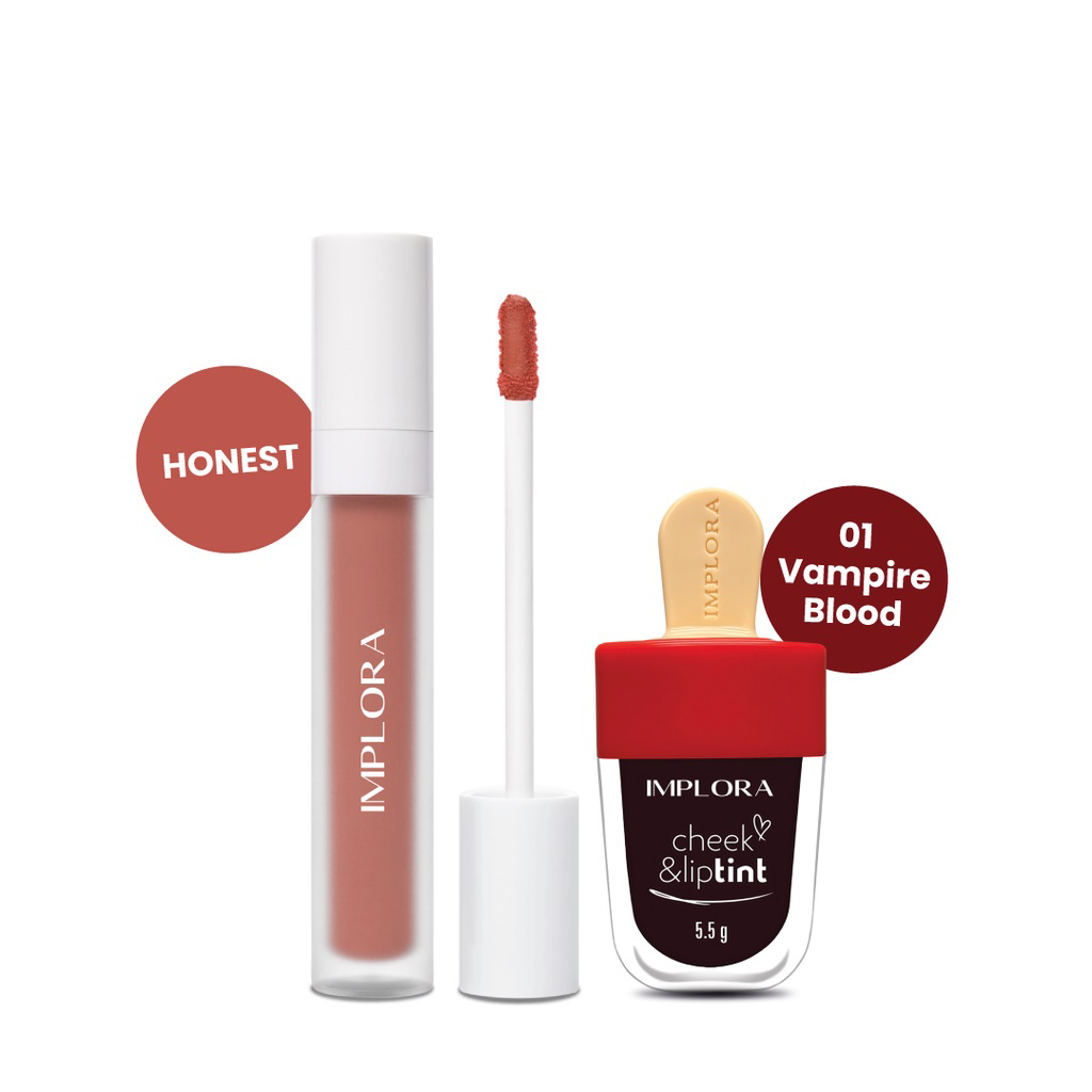 PAKET Implora Korean Dewy Ombre Lips (Lip Velvet Honest + Lip Tint ...