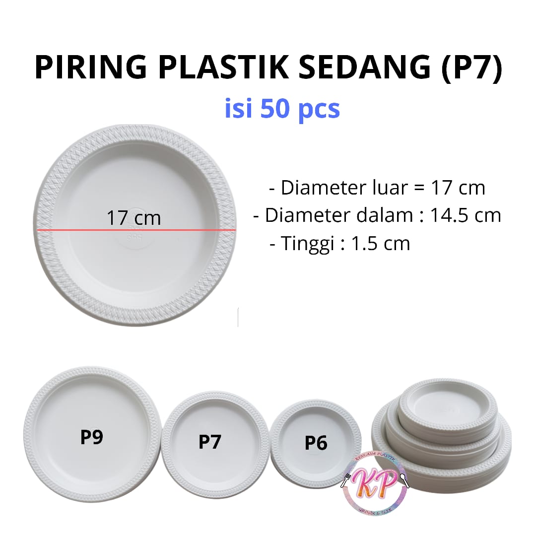 Piring Makan Plastik Putih Susu Sedang ( P7 ) Isi 50 Pcs l Piring ...