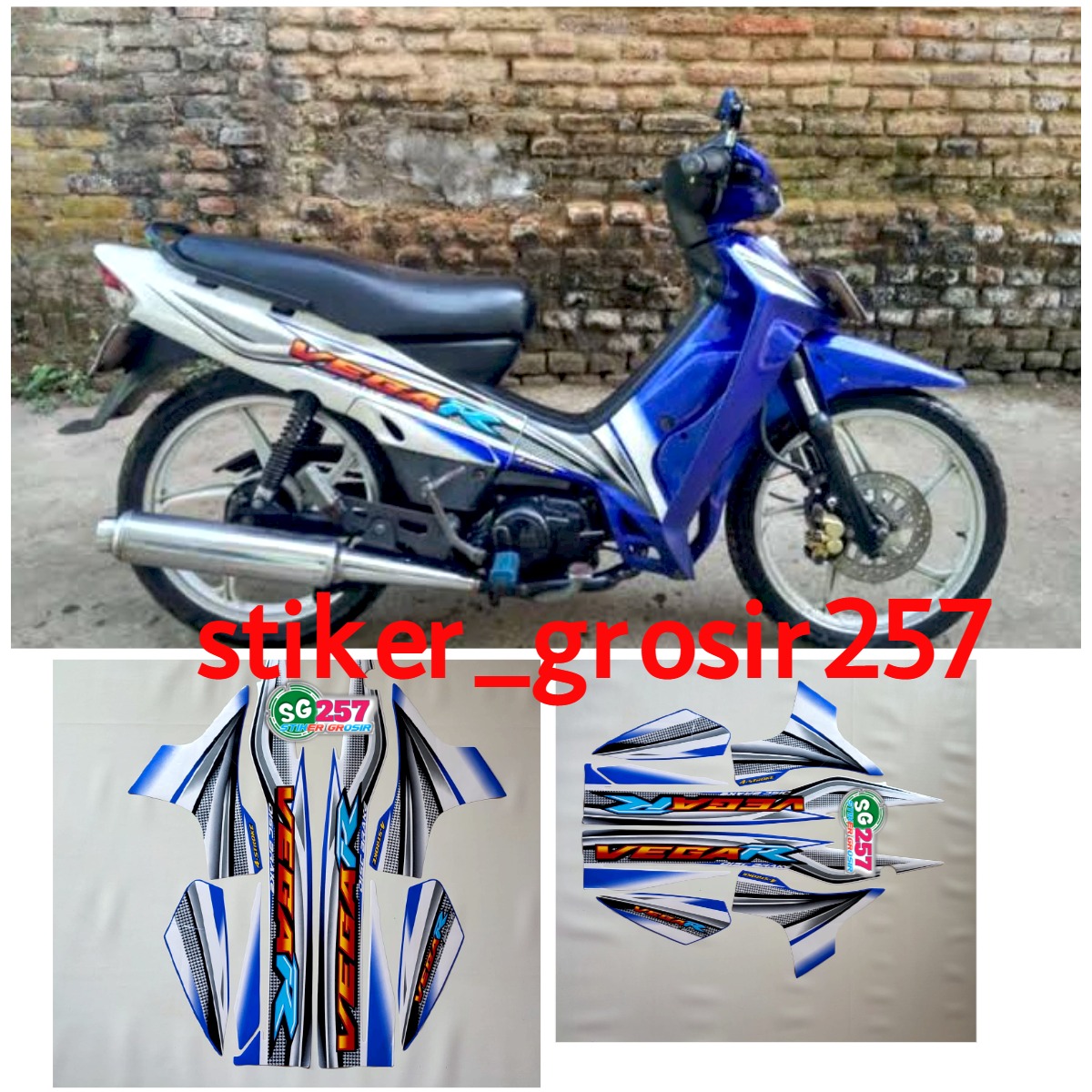 STIKER STRIPING & LIS BODY VEGA R LAMA 2004 2005 WARNA PUTIH BIRU ...