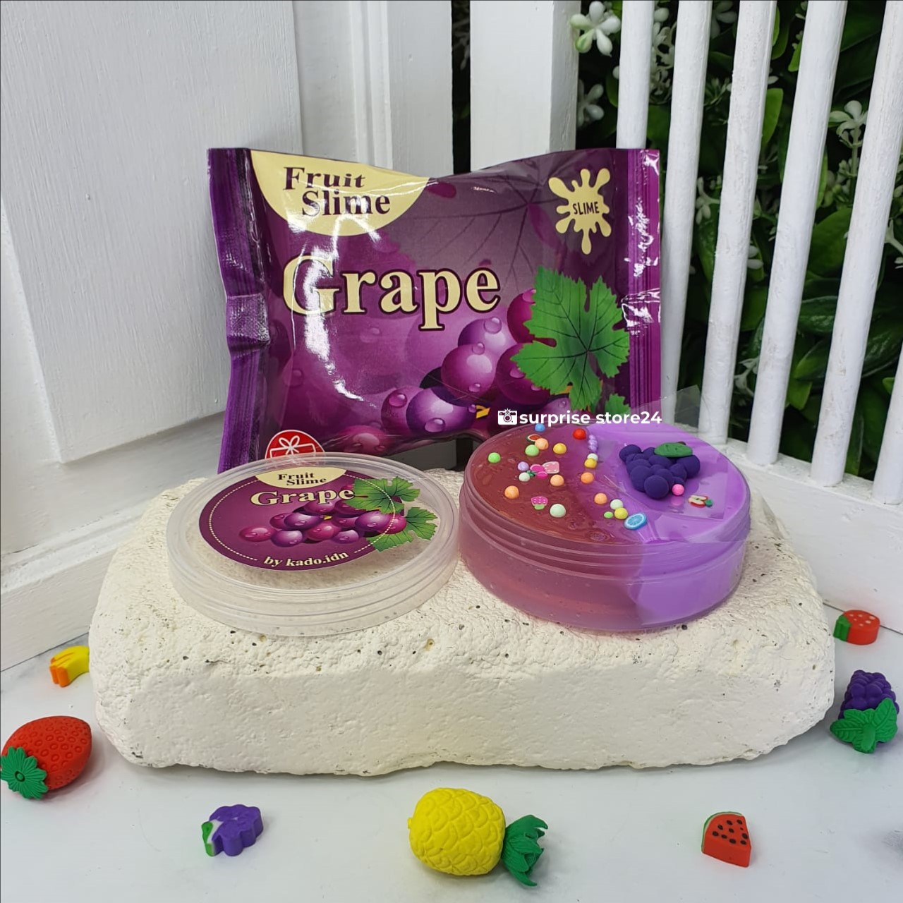 Slem buah / slime fruit with new packaging plus extra topping dan clay ...