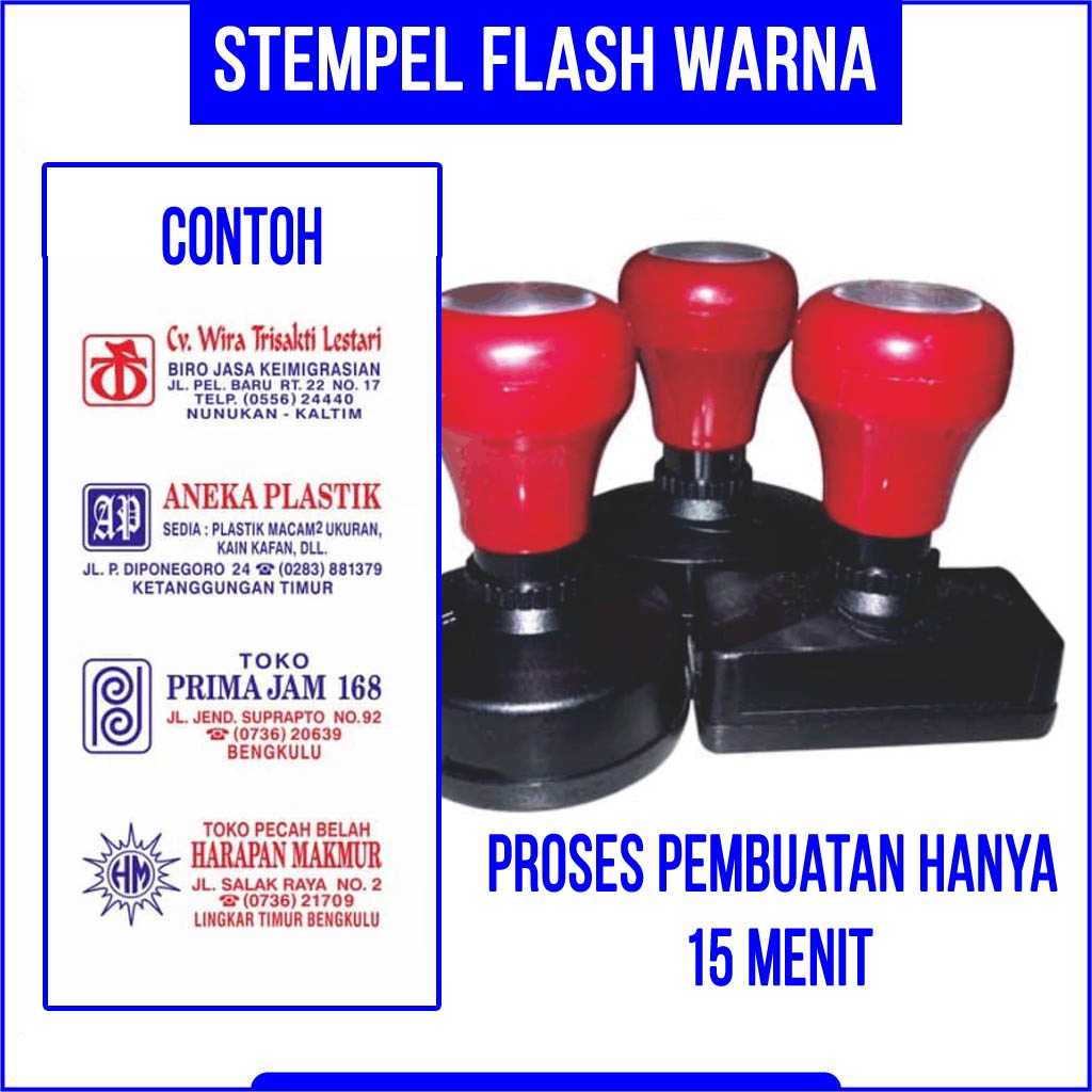 Stempel Flash warna otomatis, logo, bentuk kotak | Lazada Indonesia