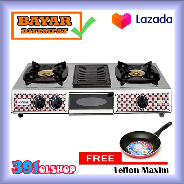 Rinnai RI 524 A Free Teflon Maxim Merah Kompor Gas dengan Grill ...