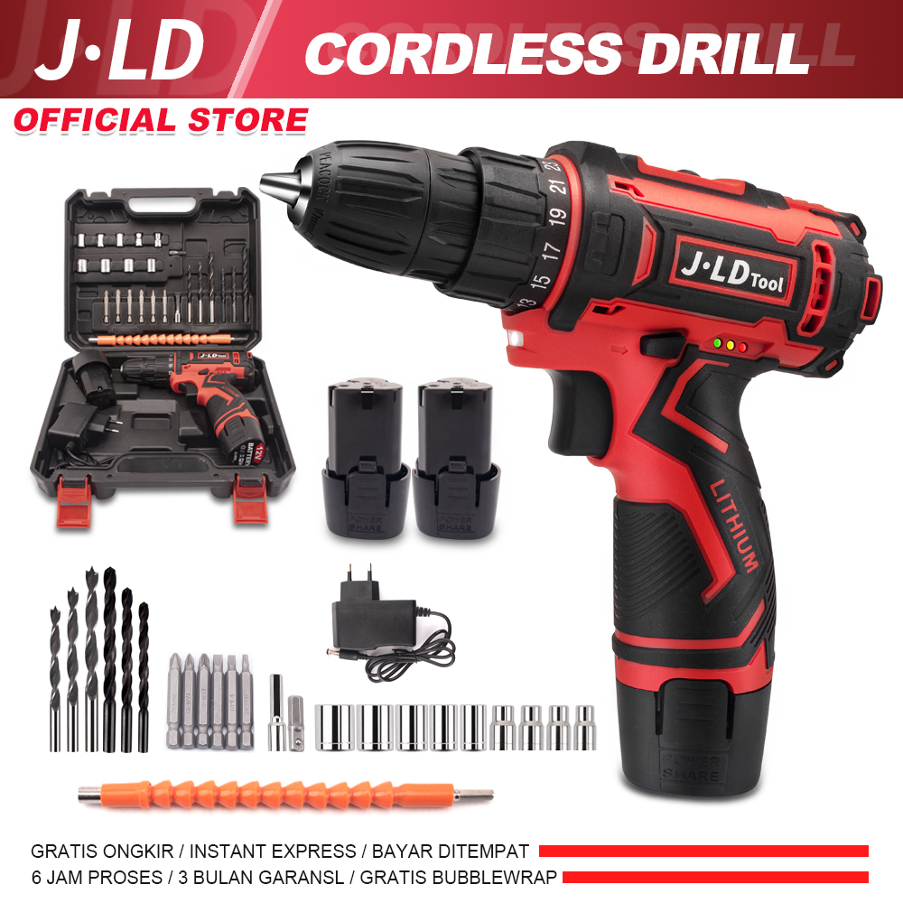 JLD MESIN CORDLESS BOR 12V DAPAT 2 BATERAI - BOR CORDLESS - MESIN BOR ...