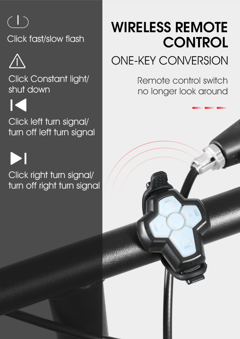 ICOLOUR 5 Modes Bicycle turn signal, Wireless Remote Control Bike ...