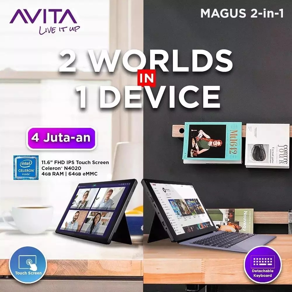 AVITA Magus N4020 / 4GB / SSD 64 / 11.6″ HD Windows Tablet 2-in-1 ...