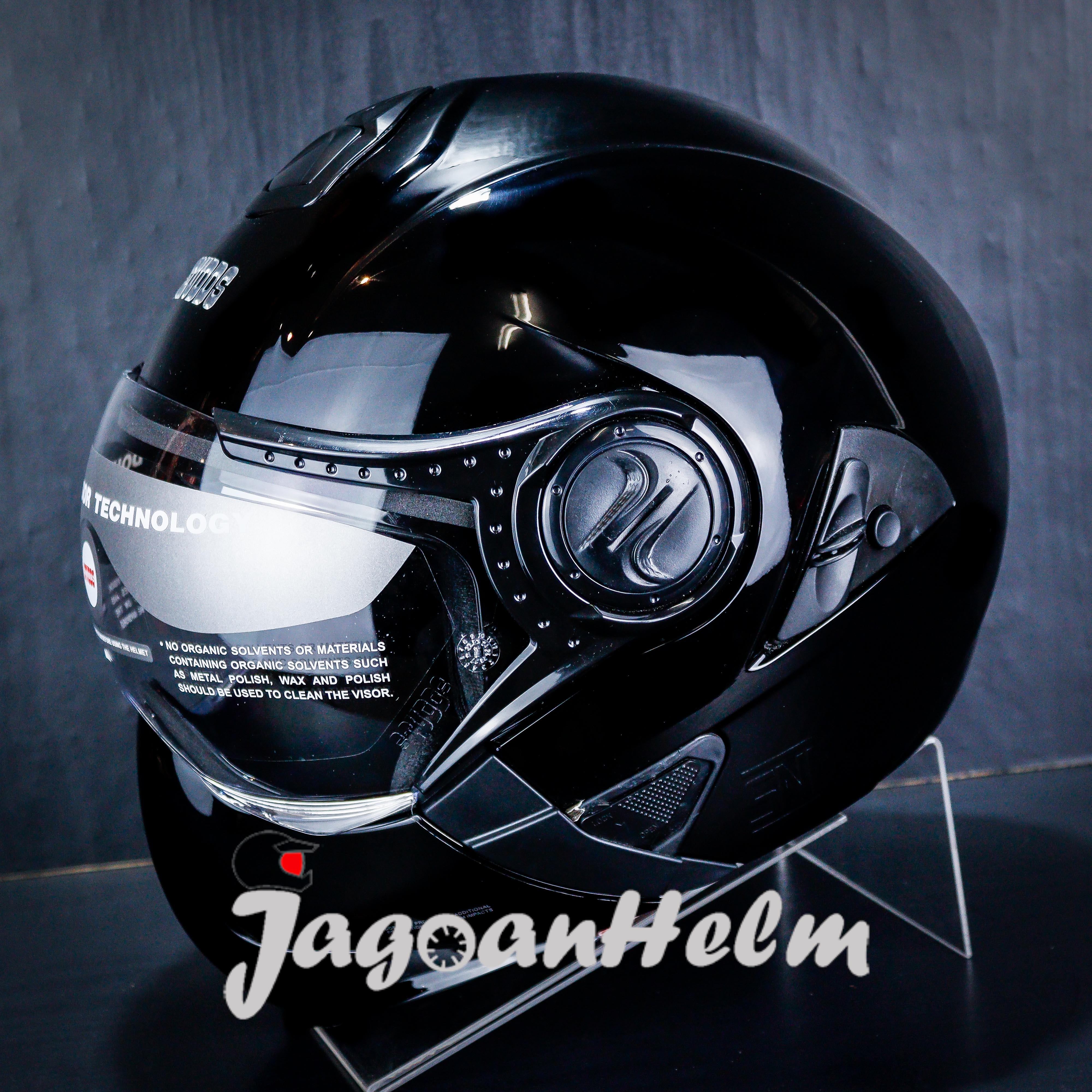STUDDS HELM DOWNTOWN FF SOLID | BLACK GLOSSY | MODULAR DOUBLE VISOR ...