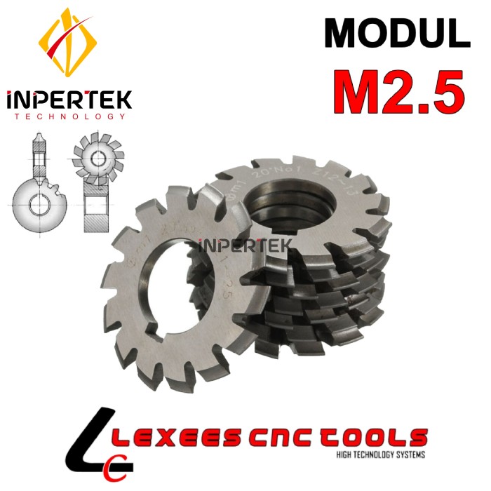 Modul M2.5 Gear Module M2.5 Roda Gigi Milling M2 Cutter Pisau Involute ...