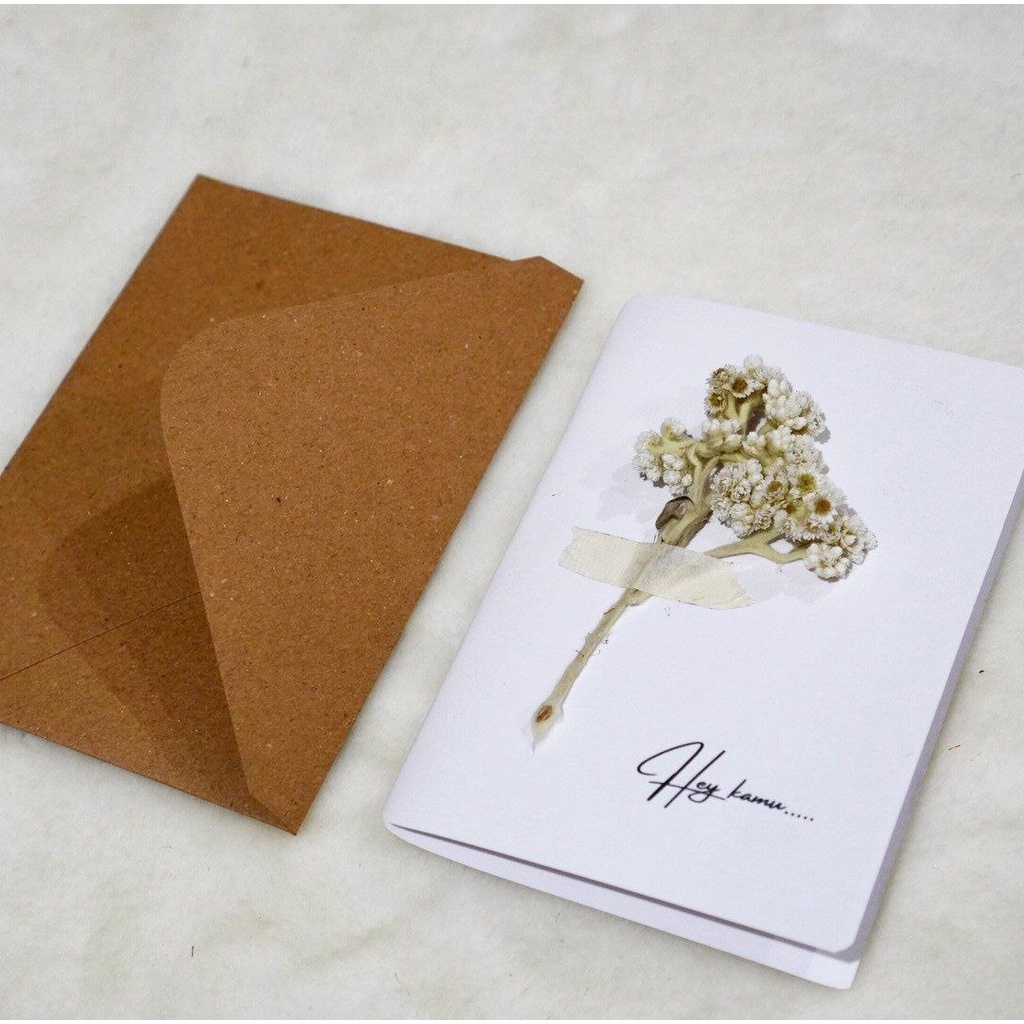 greeting card vintage bunga edelweis / kartu ucapan custom rustic bunga ...