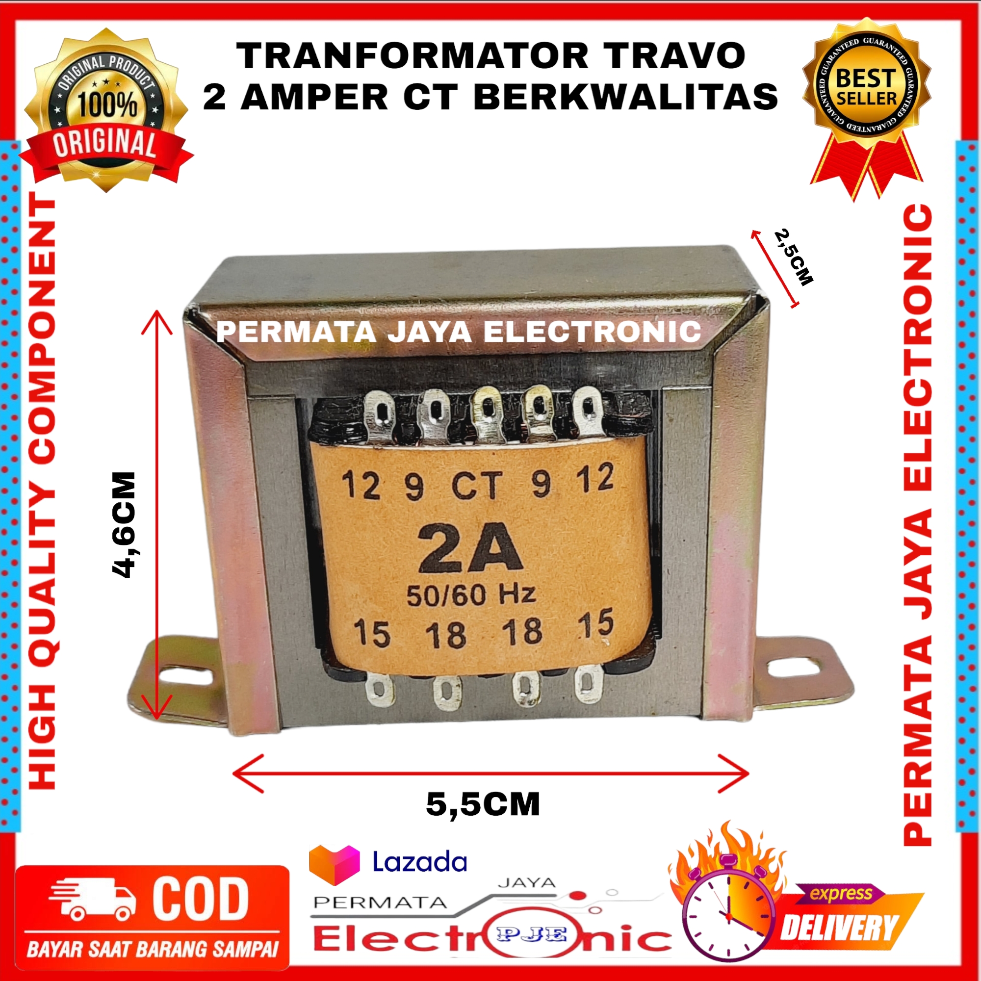 Travo 2A CT Transformator Trapo 2A 2Amper Trafo 2 Amper CT 18 | Lazada ...
