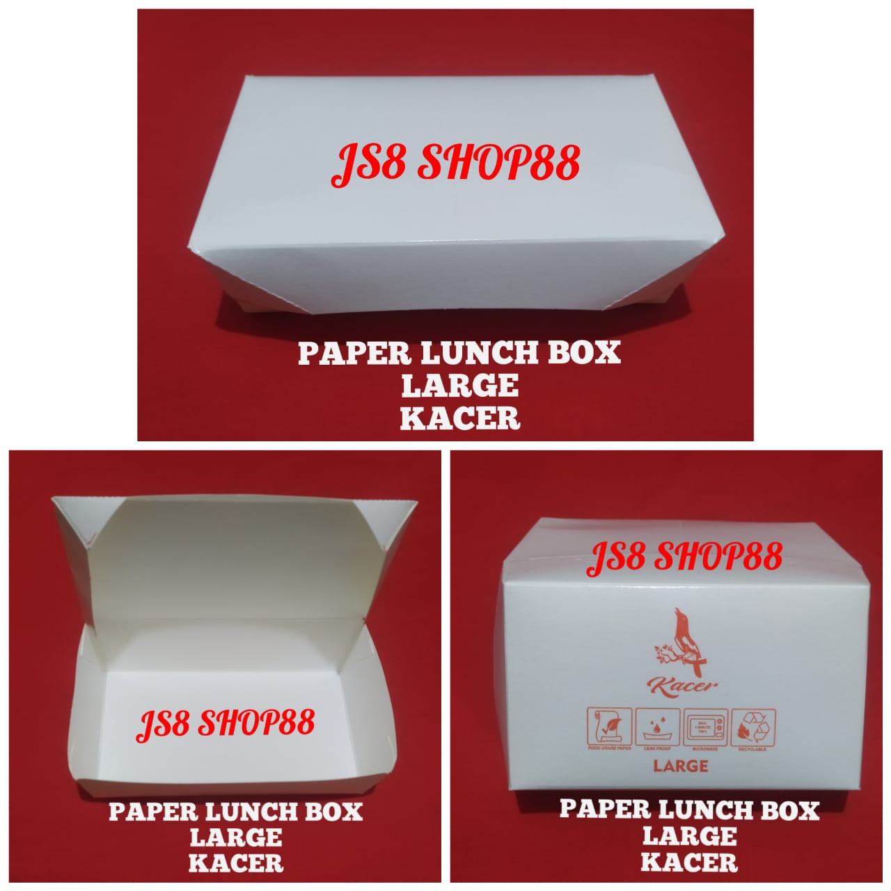 PAPER LUNCH BOX POLOS LARGE KACER +/- 50 PCS ORIGINAL BERKUALITAS KOTAK ...