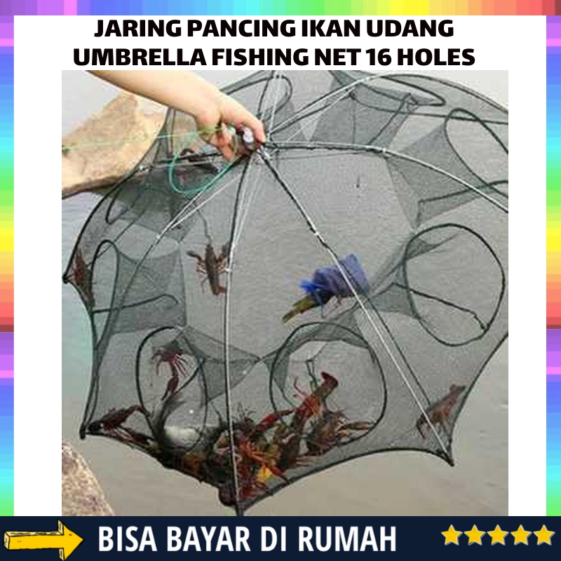 BAYAR DI TEMPAT! Jaring Pancing Ikan Udang Automatic Fold Umbrella ...