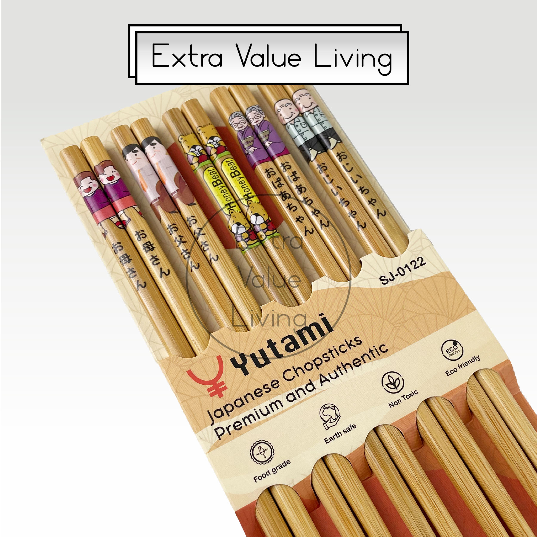 YUTAMI Sumpit Kayu 5 Pasang Sumpit Jepang Sumpit Anak Sumpit Bambu ...