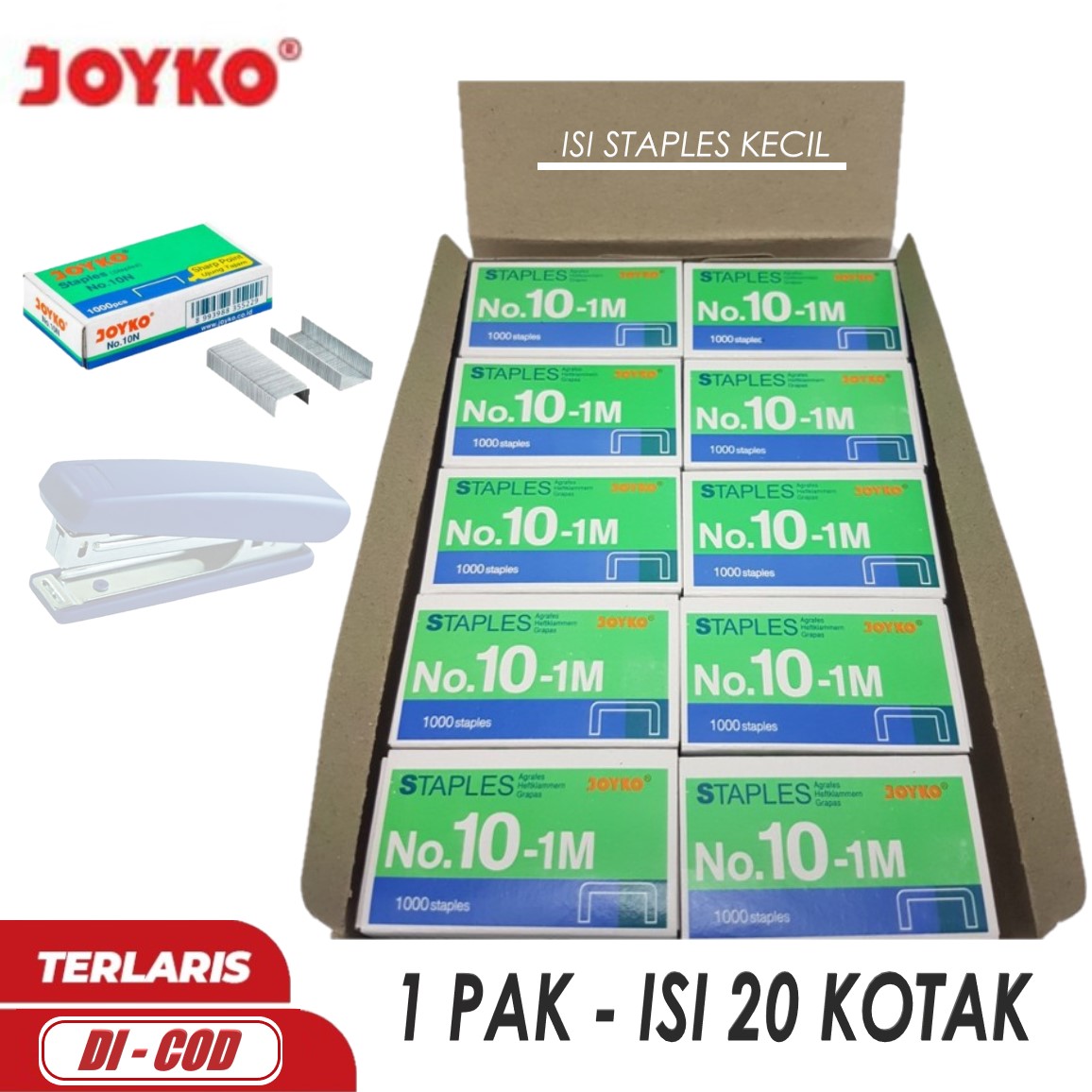 1 Pak (20 Kotak) - Isi Staples Kecil Joyko No.10 / Refill Stepler / Isi ...