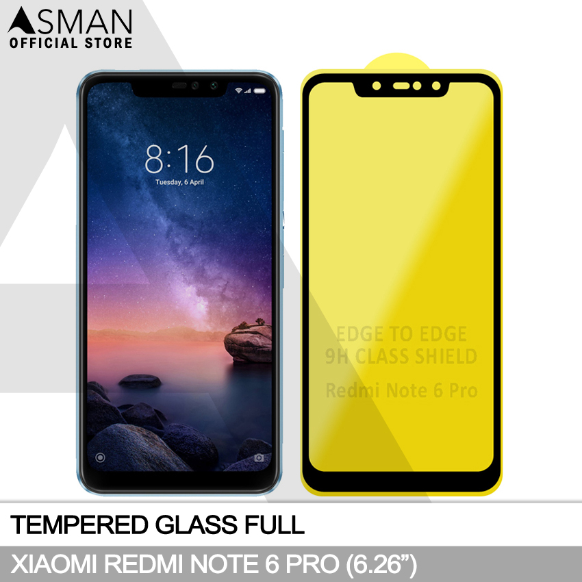 Tempered Glass Full Xiaomi Redmi Note 6 Pro | Anti Gores Kaca - Hitam ...