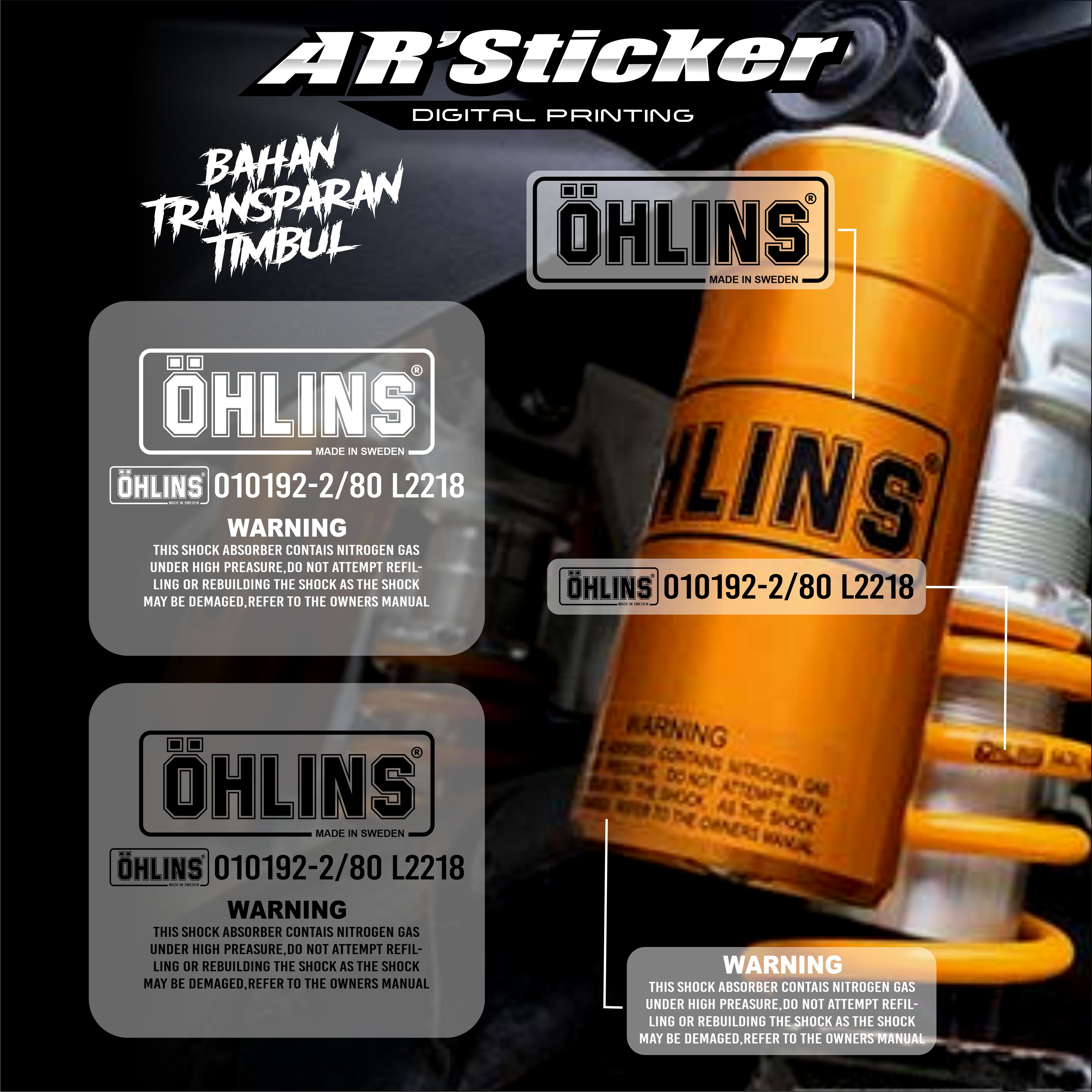 Stiker Shock KYB ZETO OHLINS RGB KTC Transparan Like Ori - Sticker Skok ...