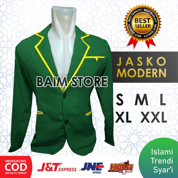 Jas Almamater Almet Hijau Polos Lis Kuning Keren Sekolah Kampus ...