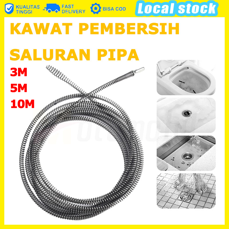 Pipe Cleaner Kawat Pembersih Saluran Pipa 3M 5M 10M Mampet Dengan Adaptor Bor Kawat Pembersih ...