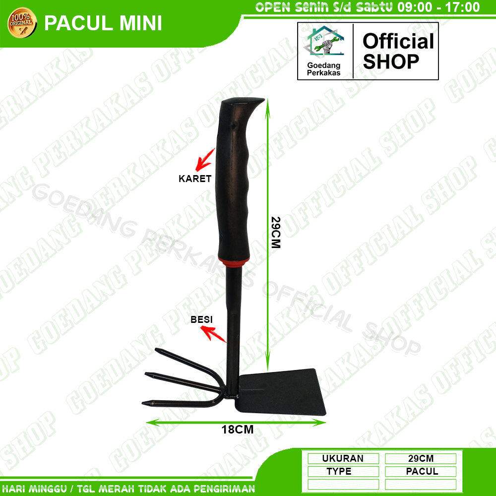 Pacul Garuk Mini 2 Fungsi Ukuran 29CM Cangkul Besi Gagang Lapis Karet ...