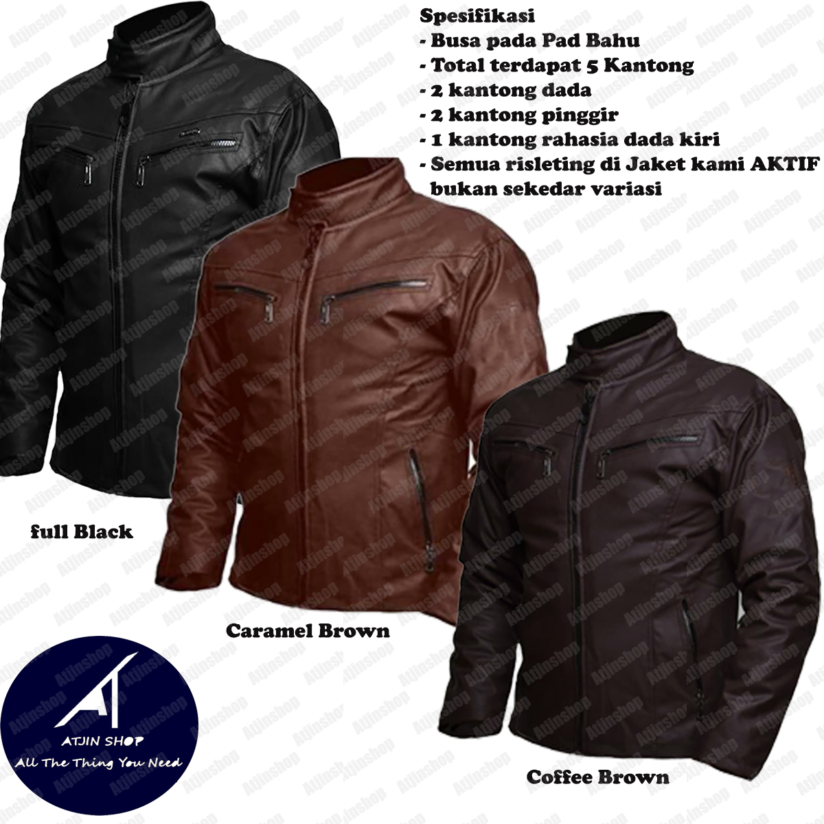 Jaket Kulit Motor Pria Anti Air dan Angin Model Banker Racing / Jaket ...