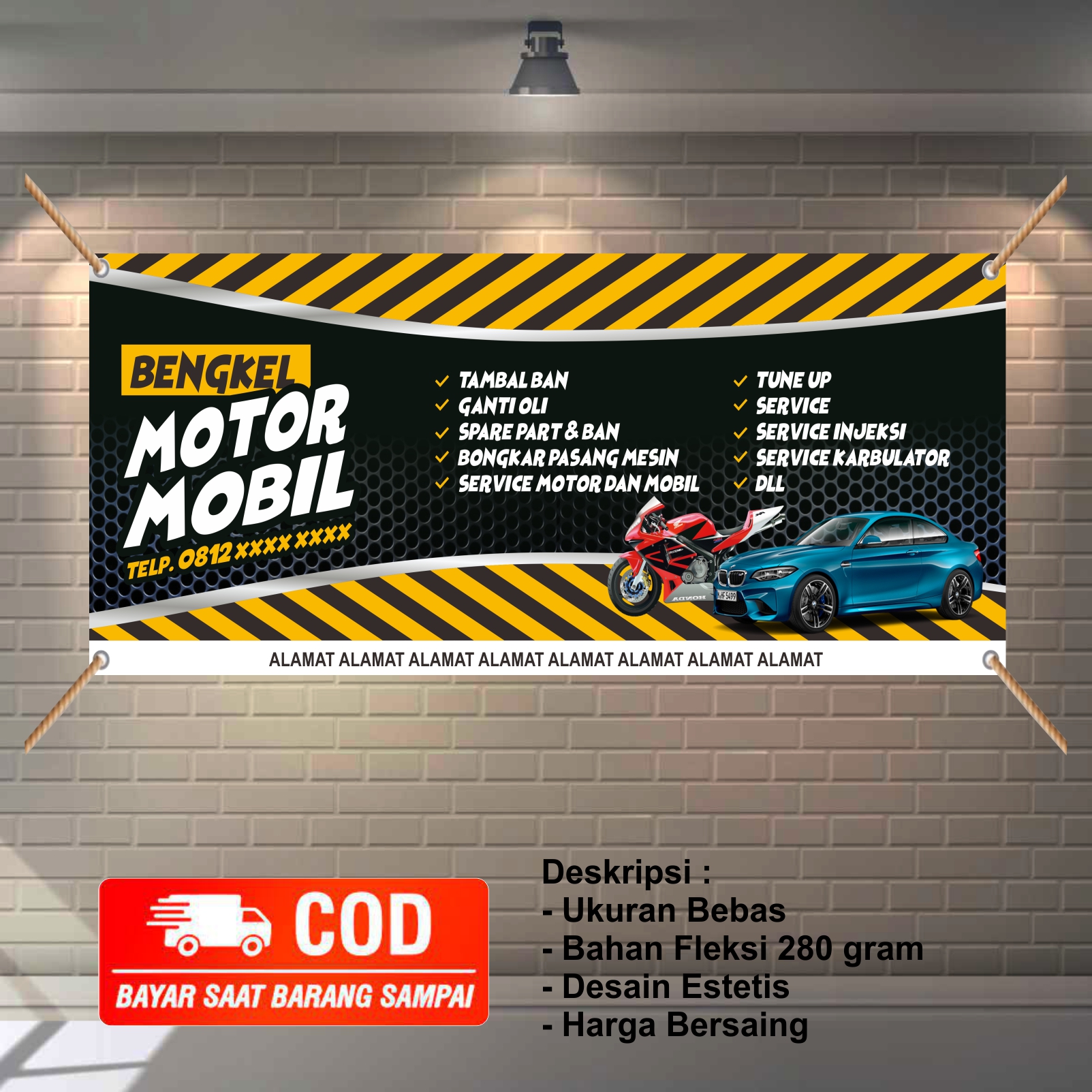 spanduk banner bengkel mobil - bengkel motor termurah | Lazada Indonesia