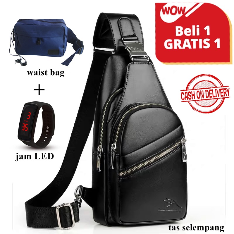 GRATIS Waistbag dan JAM LED- Gratis Ongkir- COD- Tas selempang pria ...