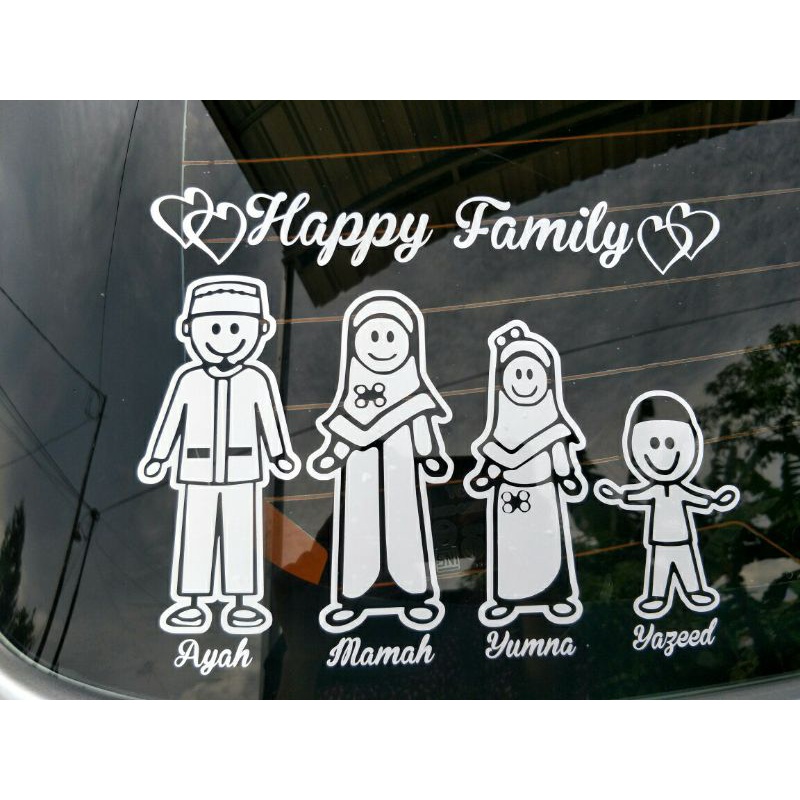 STIKER HAPPY FAMILY STIKER CUTTING TIMBUL BISA CUSTOM KATAKTER DAN NAMA ...