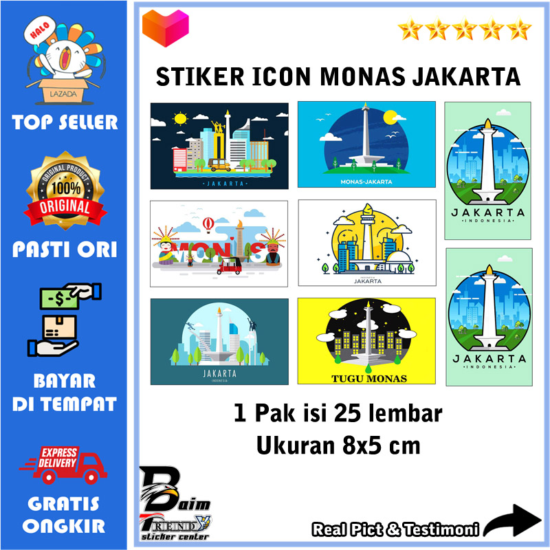 Sticker Stiker Tempelan Dekorasi Dinding Ikon Icon Kota Jakarta Tugu ...