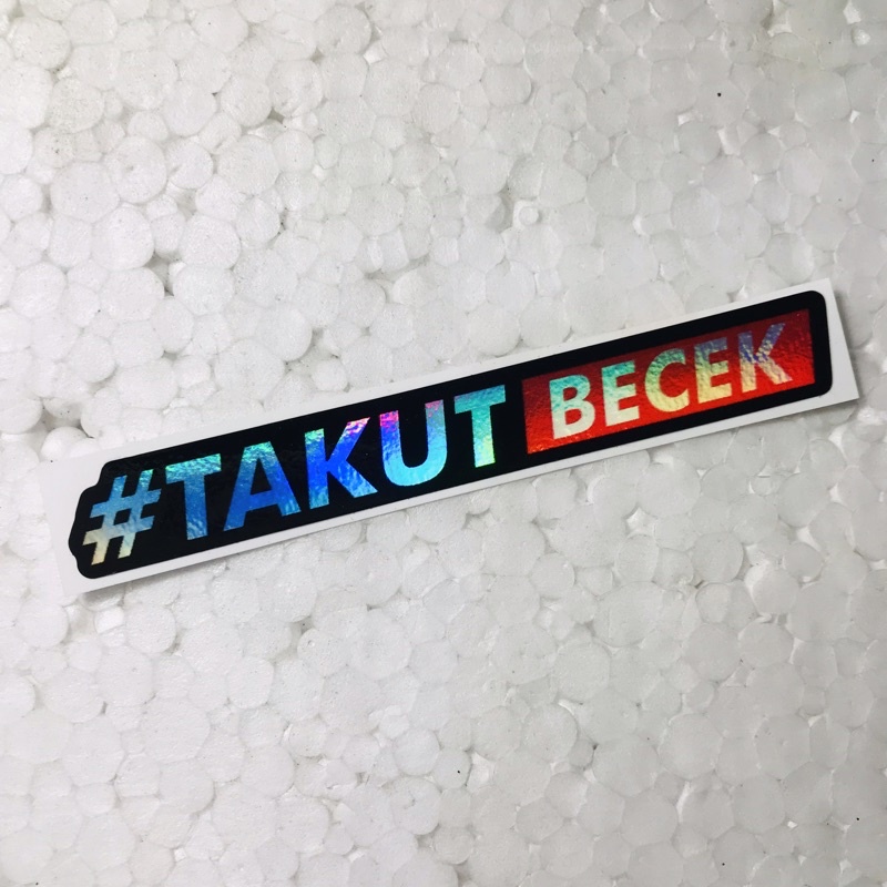 Stiker Viral Sticker Takut Becek Hologram dan Orajet Laminasi Glossy ...