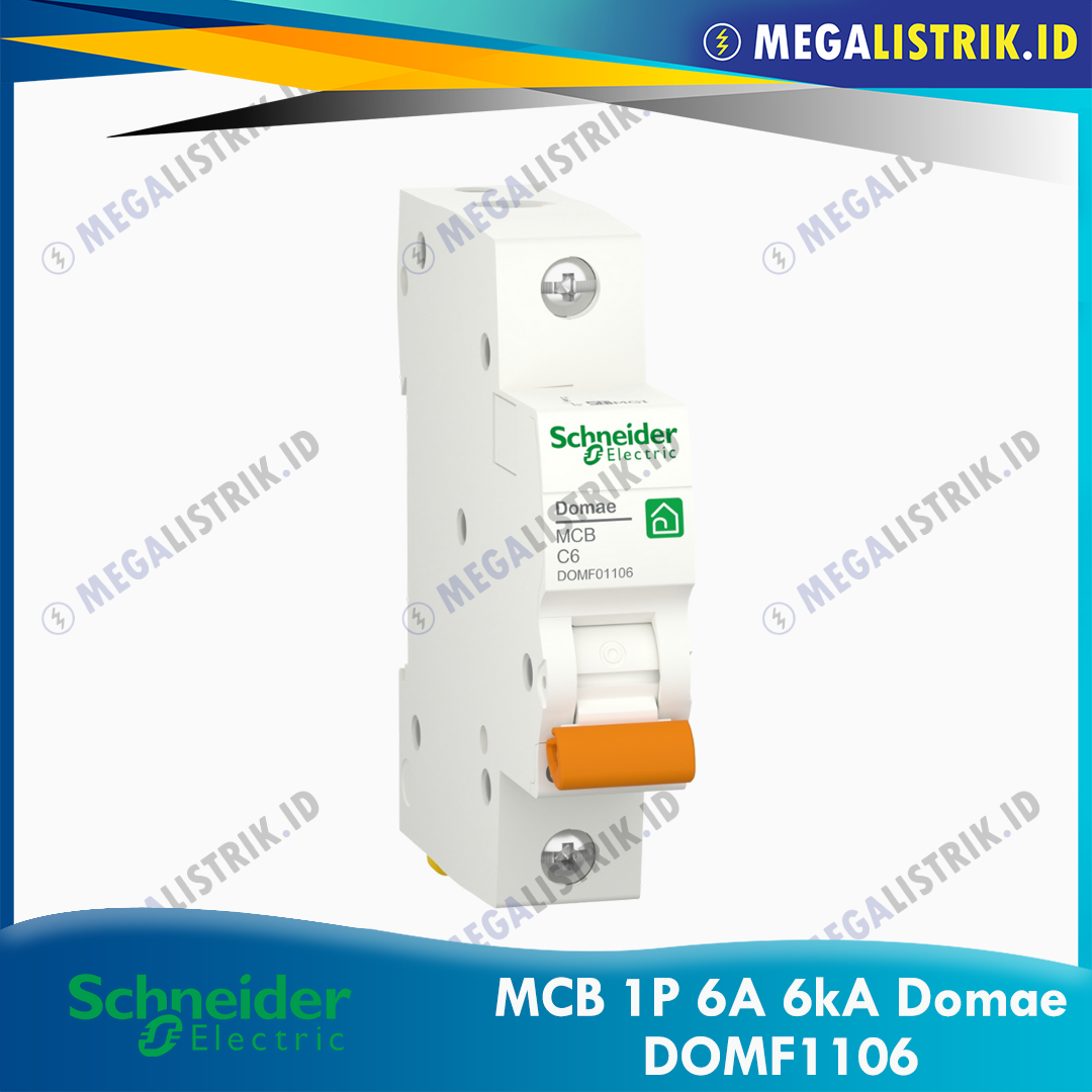 SCHNEIDER MCB DOMAE 1P 6A 6KA / MCB 1 PHASE 6 AMPERE SNI DOMF01106 ...