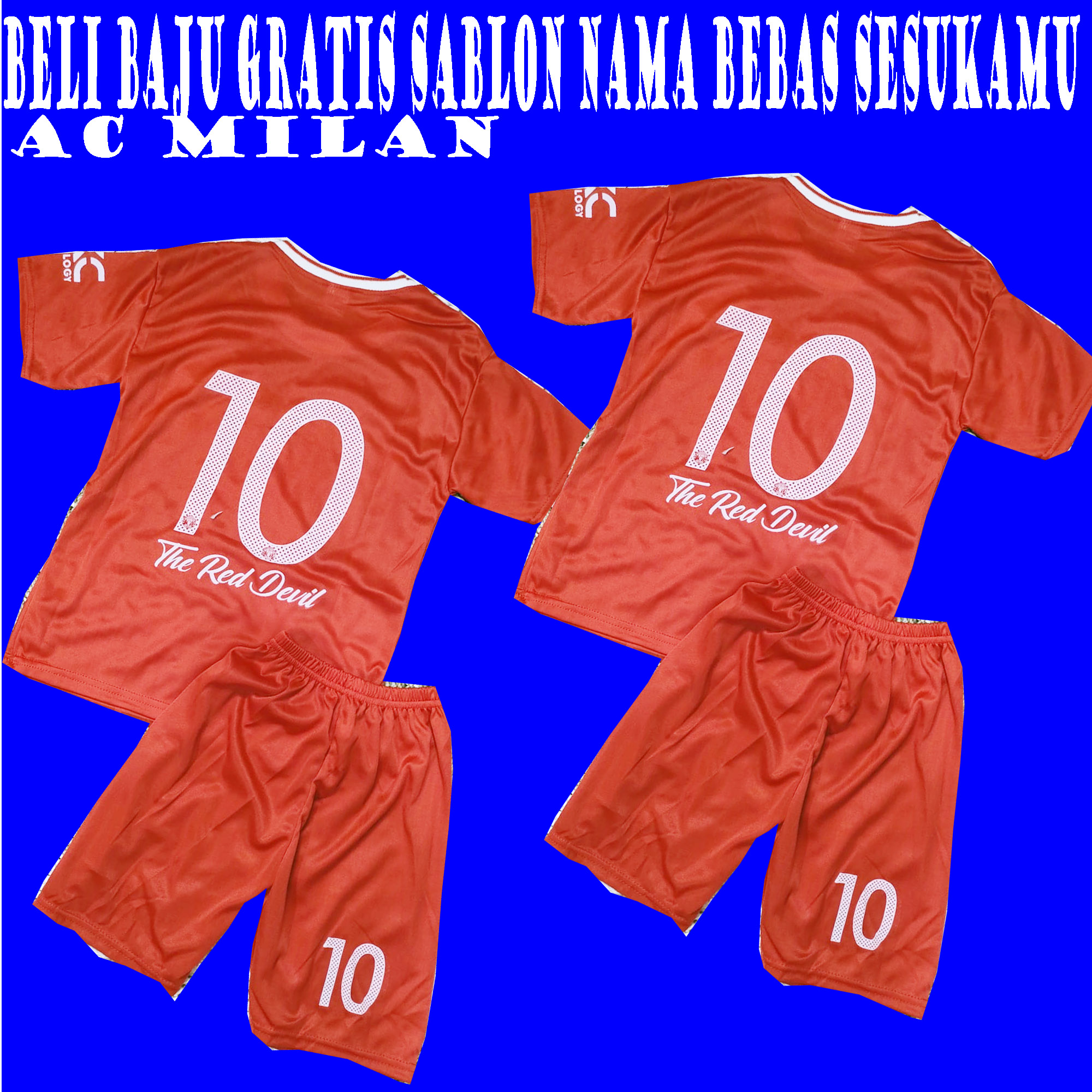 stelan baju bola anak anak gratis sablon nama di punggung untuk usia 1 tahun sampai 14 tahun (AC ...